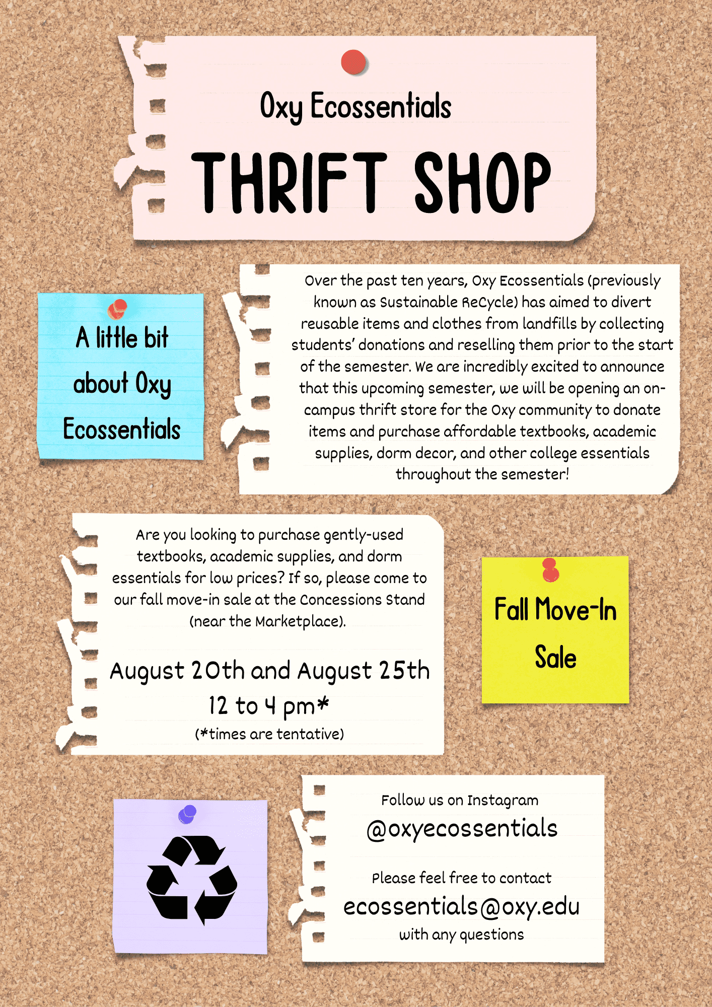 Ecossentials Fall Move-In Thrift Sale | Occidental College